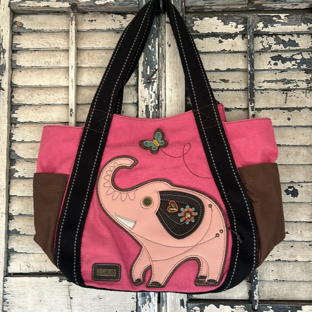 Chala Handbags Carryall Zip Tote With Elephant - Gem